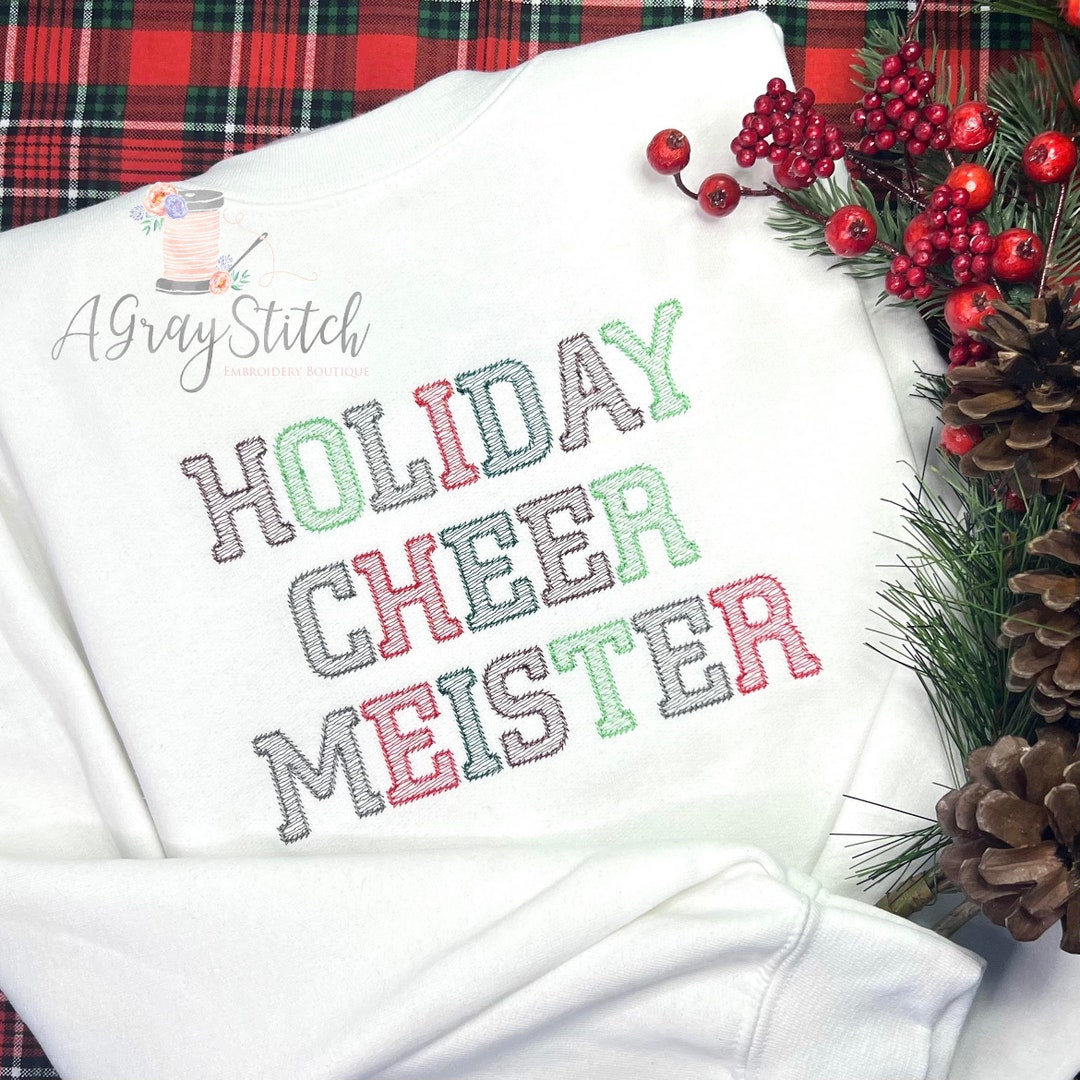 Holiday Cheer Meister Saying Sketch Fill Machine Embroidery Design - Etsy