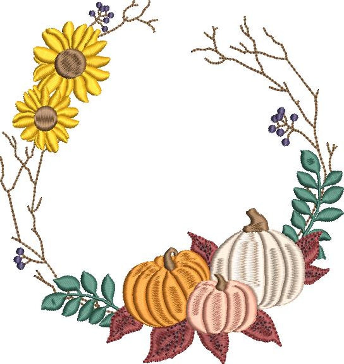 Fall Wreath Embroidery Design - Etsy