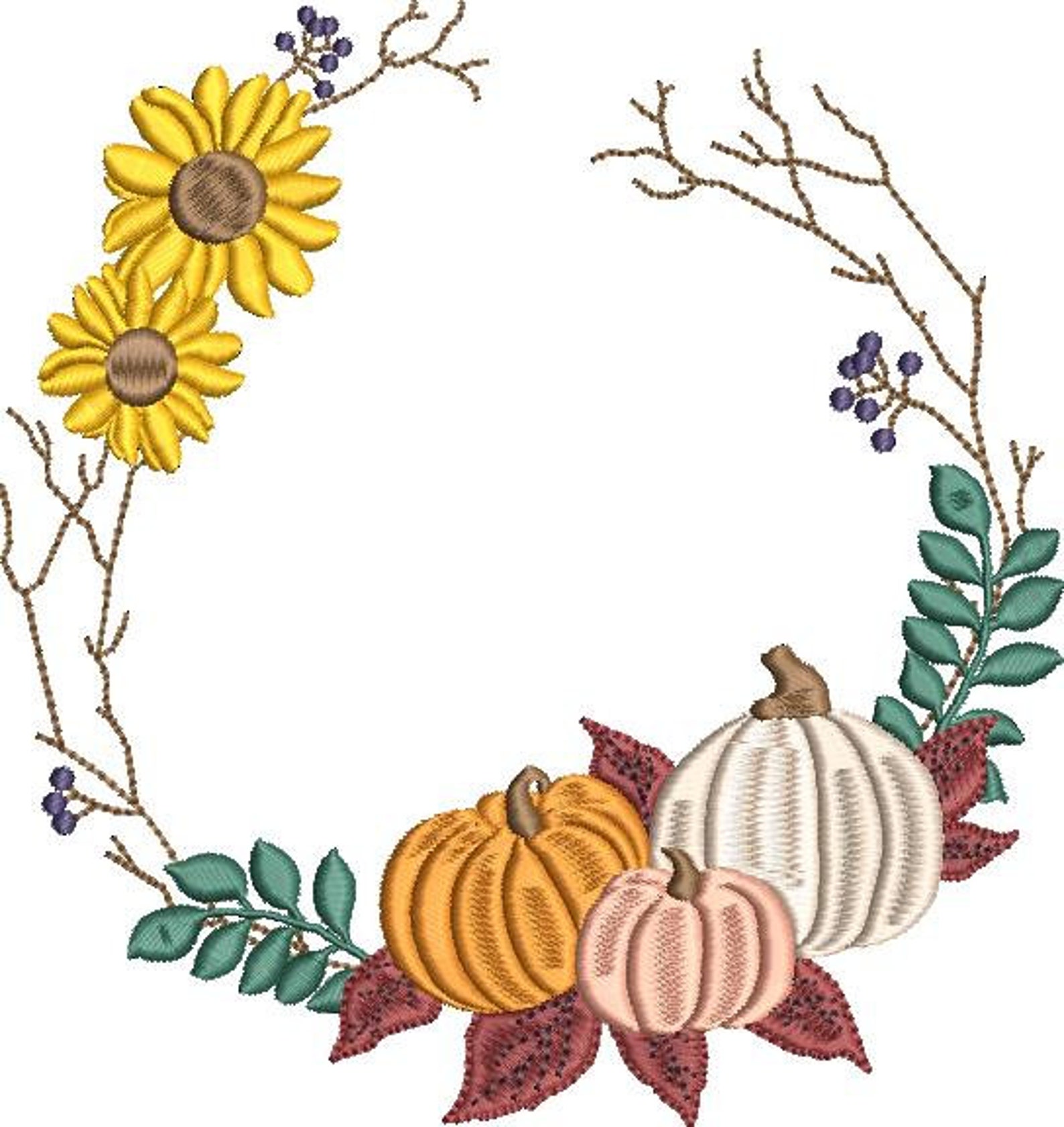 Fall Wreath Embroidery Design - Etsy