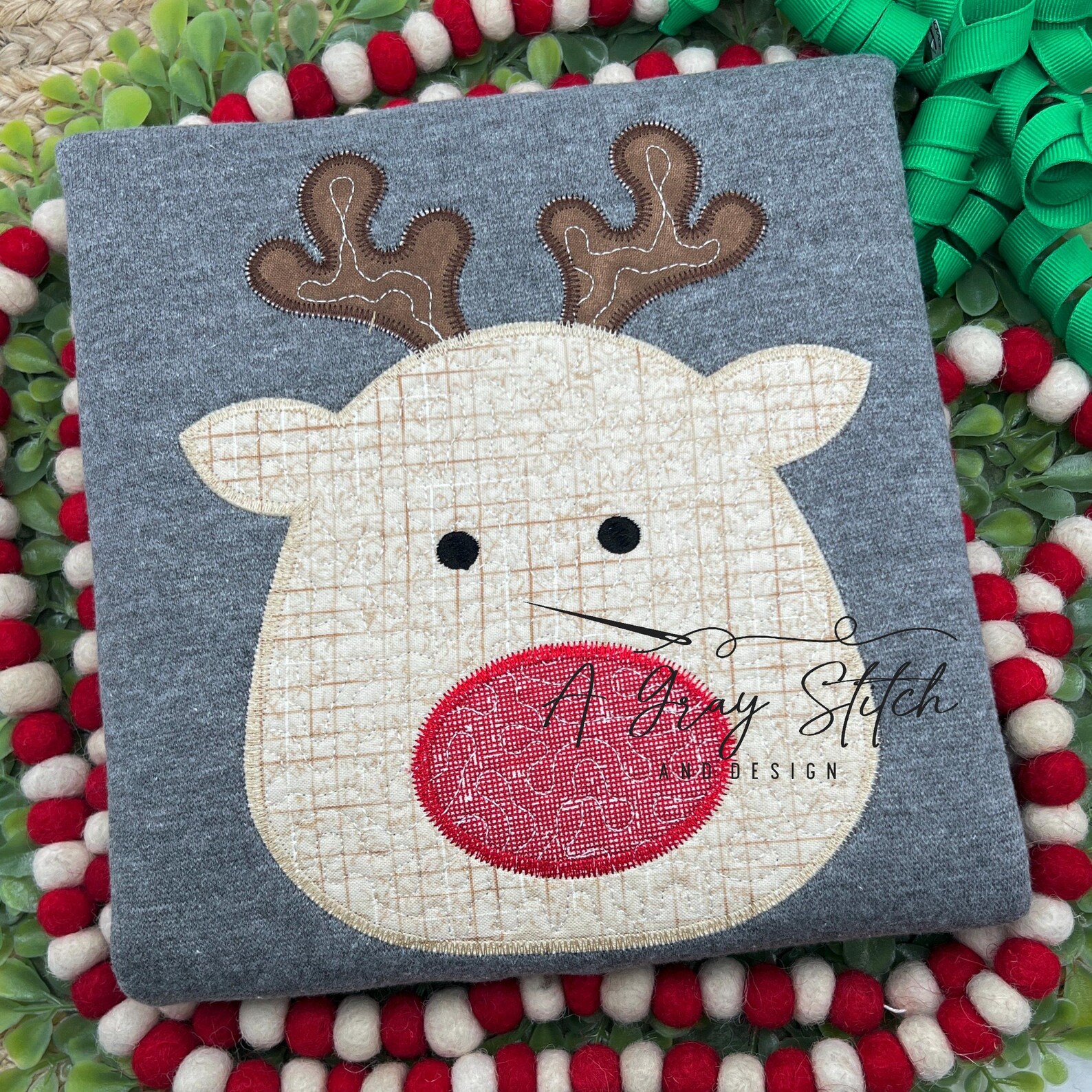Quilted Reindeer Boy Applique Machine Embroidery Design - Etsy