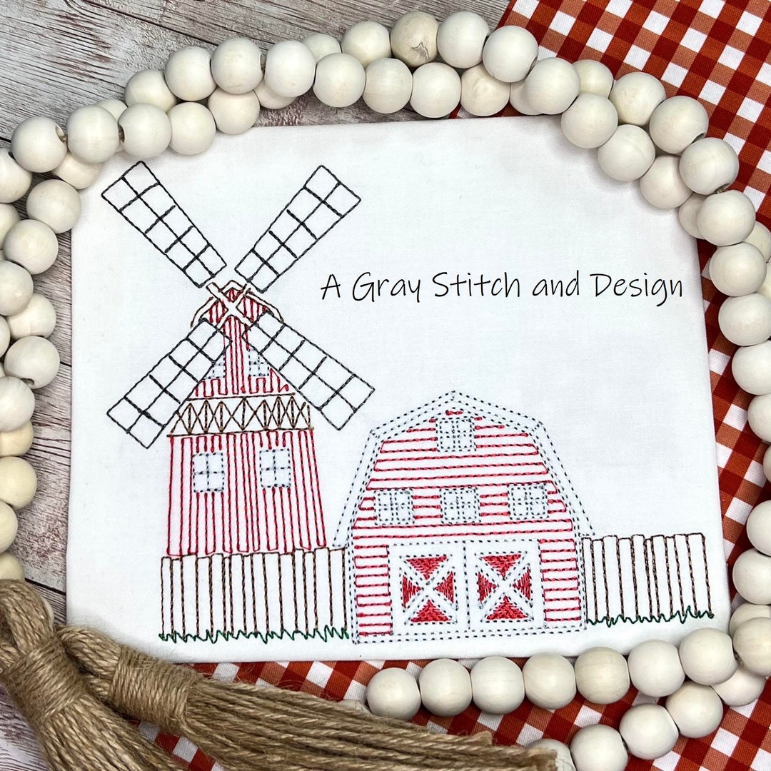 Vintage Stitch Farm Scene Embroidery Design Quick Stitch - Etsy