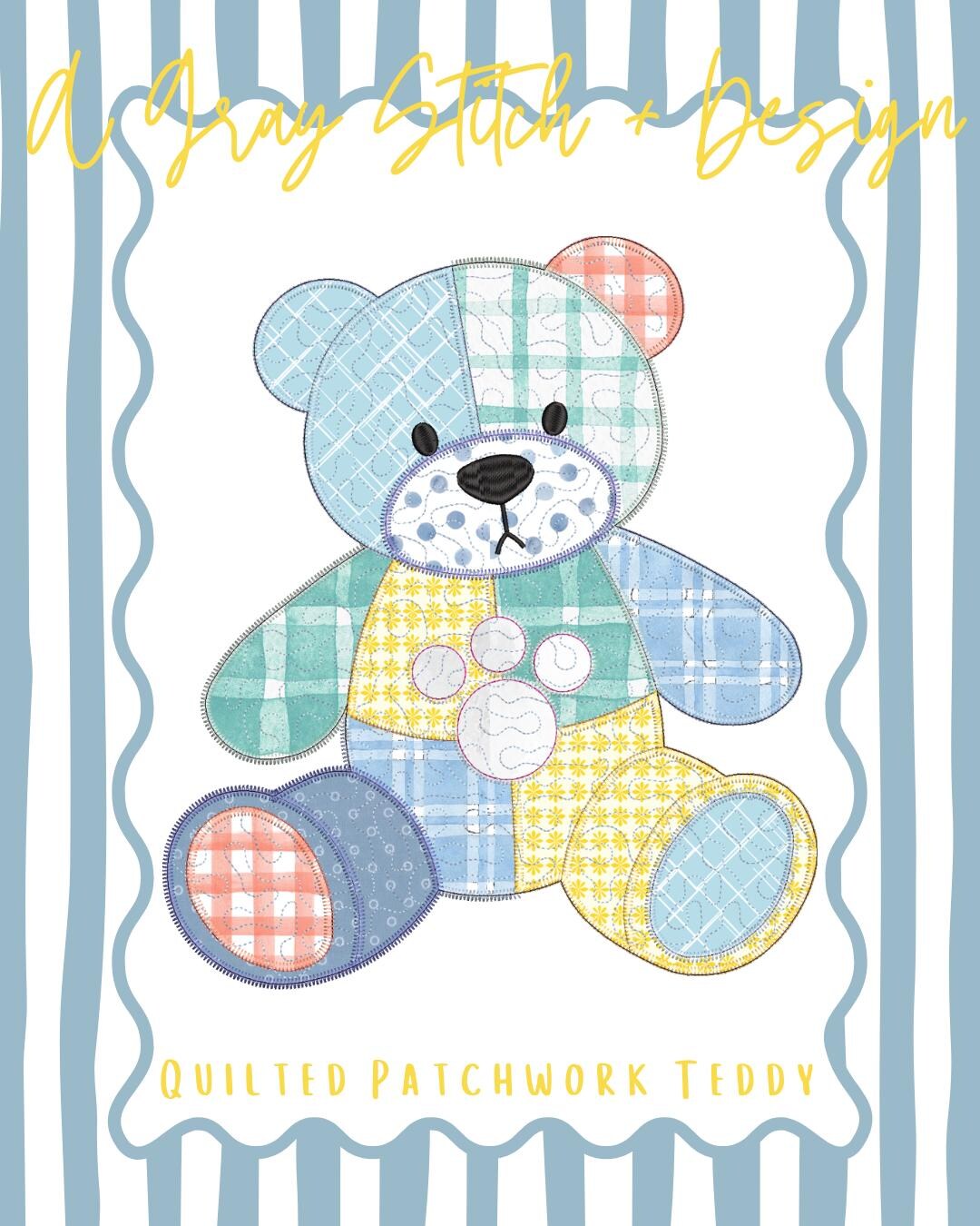 Quilted Teddy Bear Applique Machine Embroidery Design - Etsy