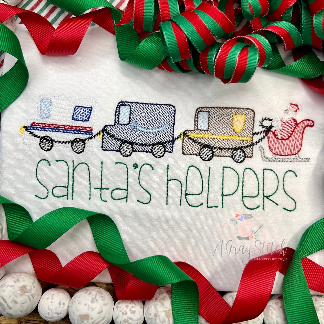 Santa's True Helpers Sketch Fill Machine Embroidery Design - Etsy
