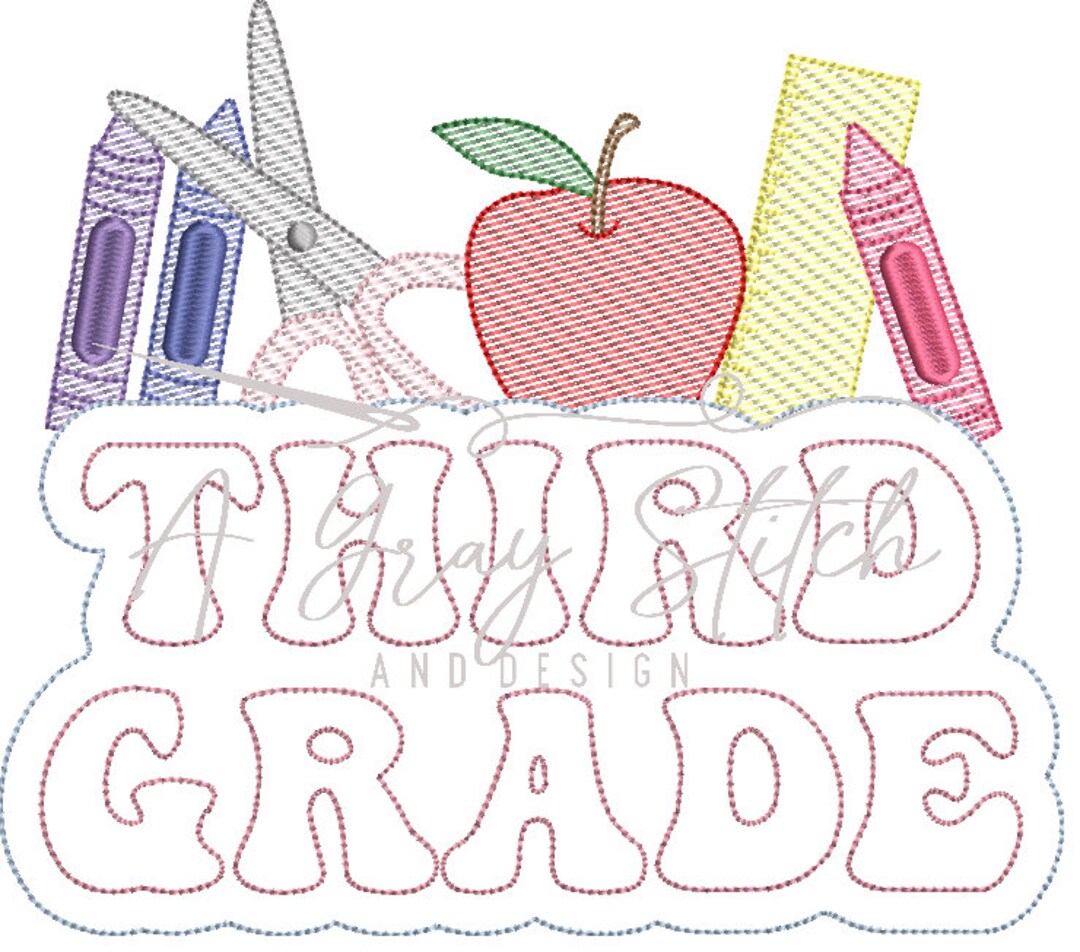 Third Grade Back to School Elements Sketch Fill and Applique Machine ...