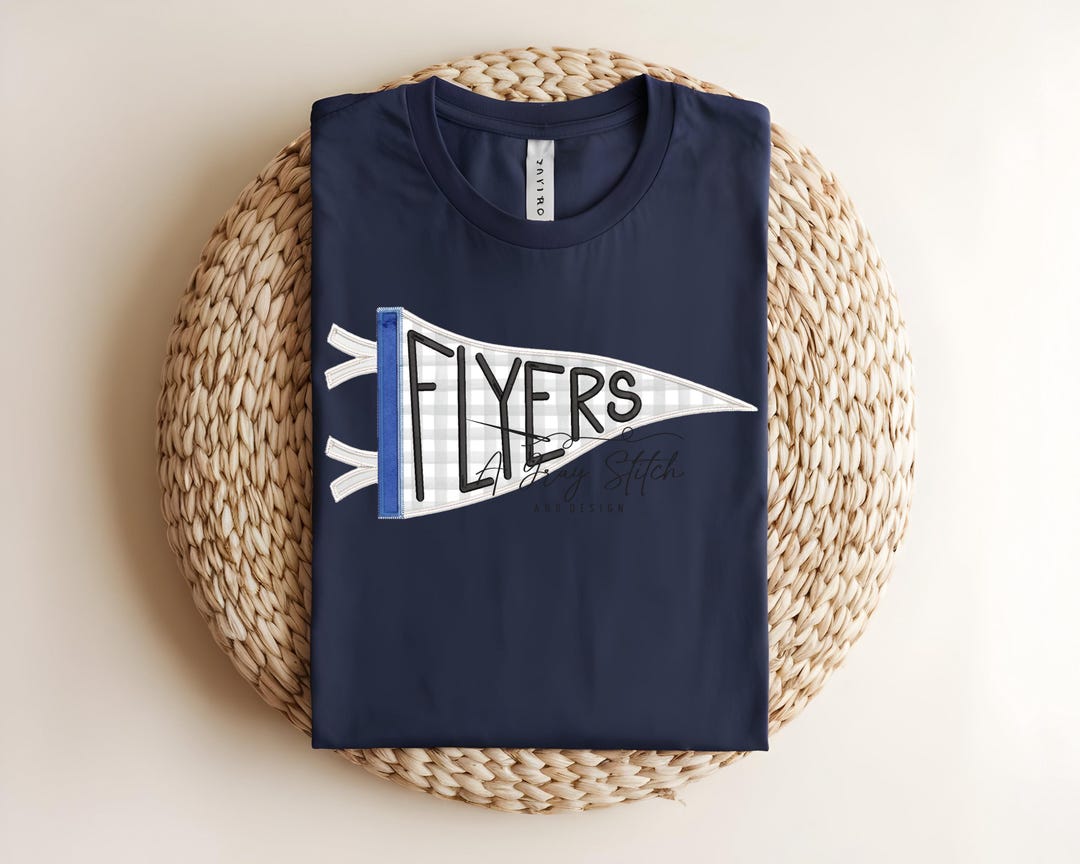 Flyers Handlettered Pennant Flag Applique Machine Embroidery Design TWO ...