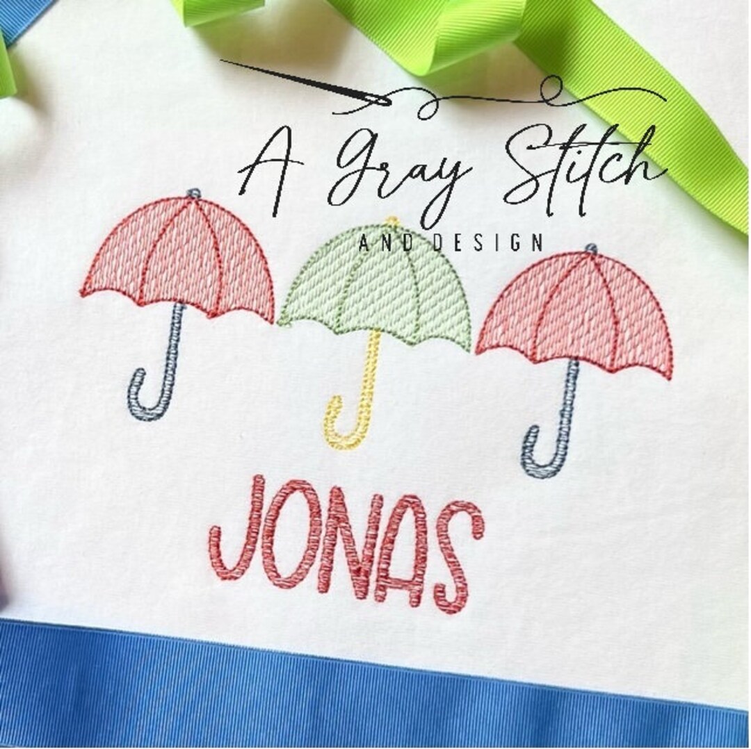 Sketch Fill Umbrella Trio April Showers Machine Embroidery Quick Stitch ...