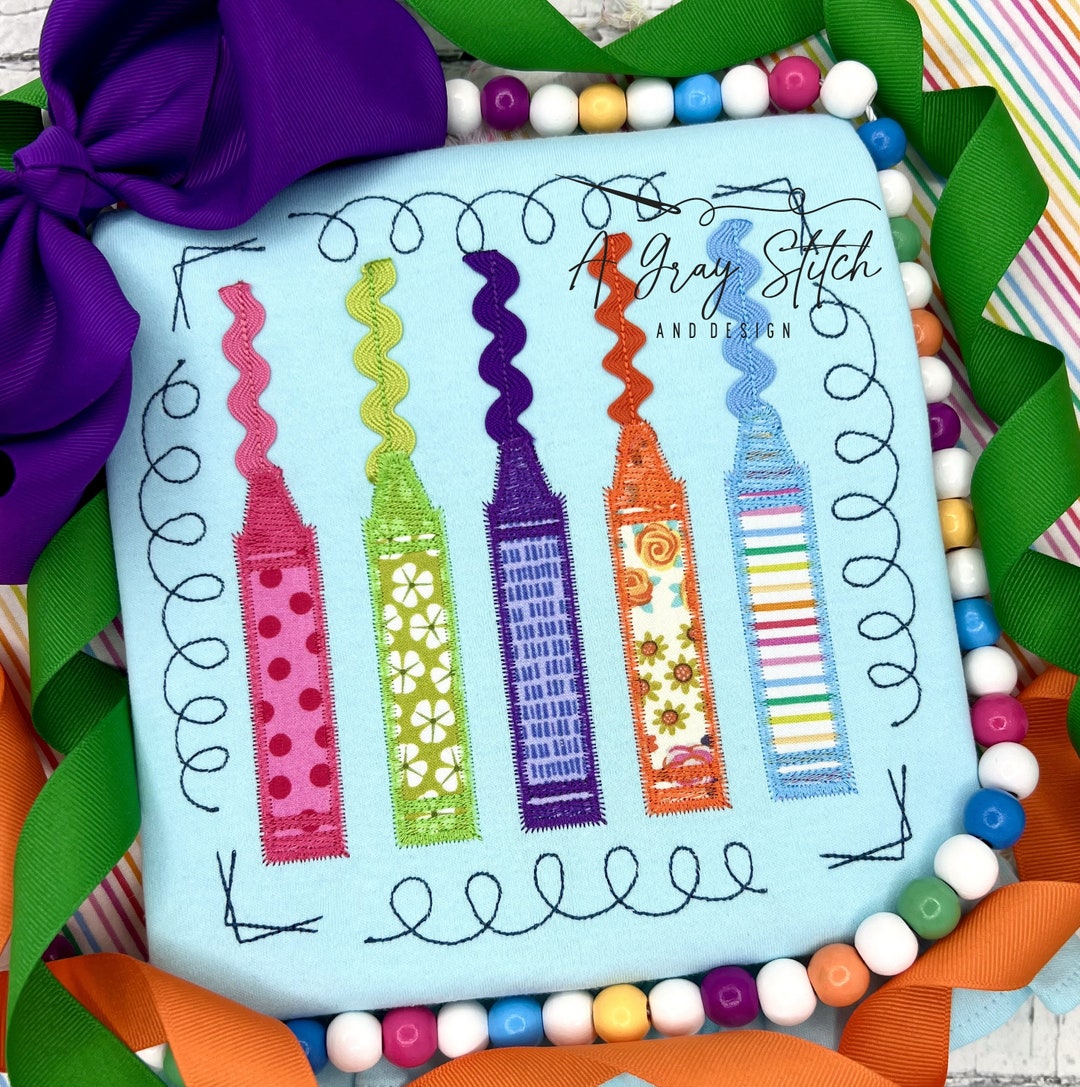 ITH Zig Zag Applique Crayon Bunch Quick Stitch Machine Embroidery Design - Etsy
