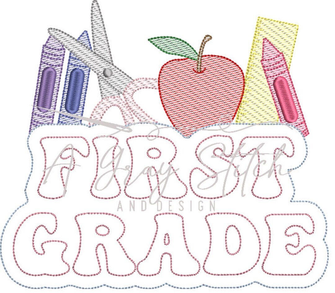 First Grade Back to School Elements Sketch Fill and Applique Machine ...