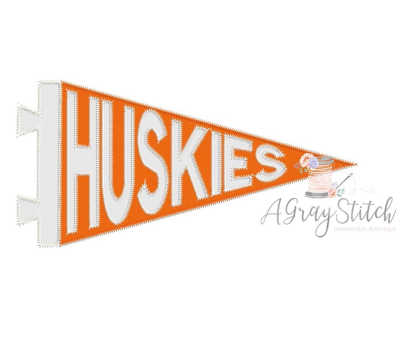 Huskies Pennant Spirit Flag Applique Machine Embroidery Design - Etsy