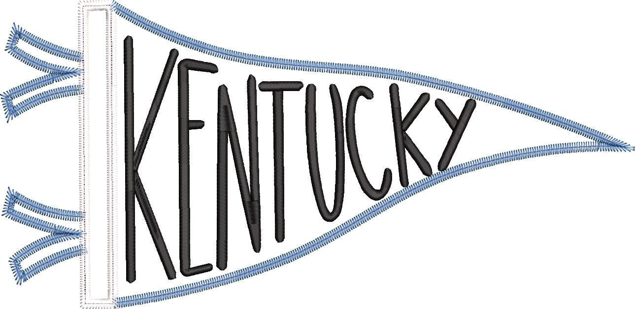 Kentucky Handlettered Pennant Flag Applique Machine Embroidery Design ...