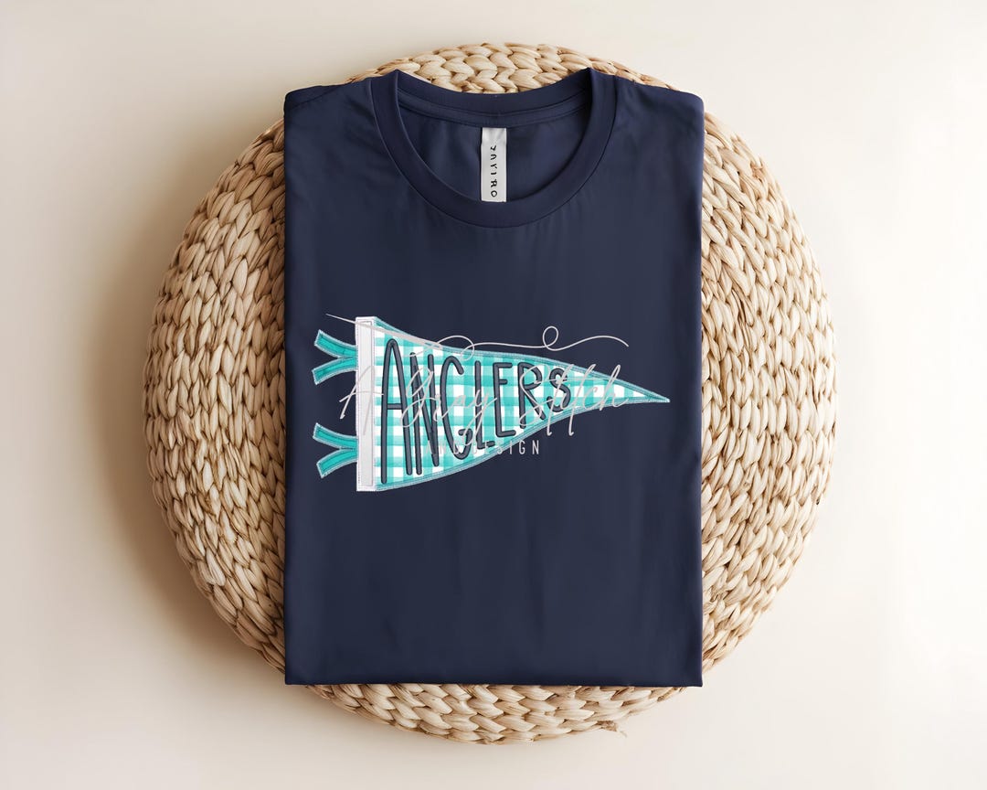 Anglers Handlettered Pennant Flag Applique Machine Embroidery Design ...