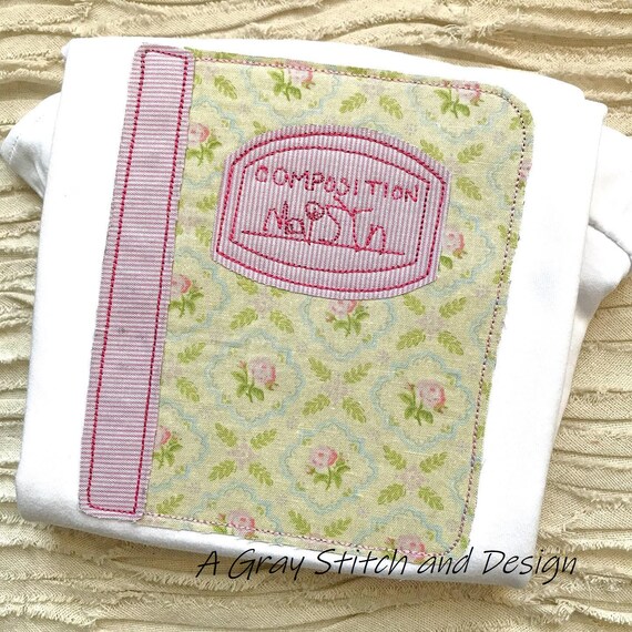 Composition Notebook Applique Design Quick Stitch Back to - Etsy