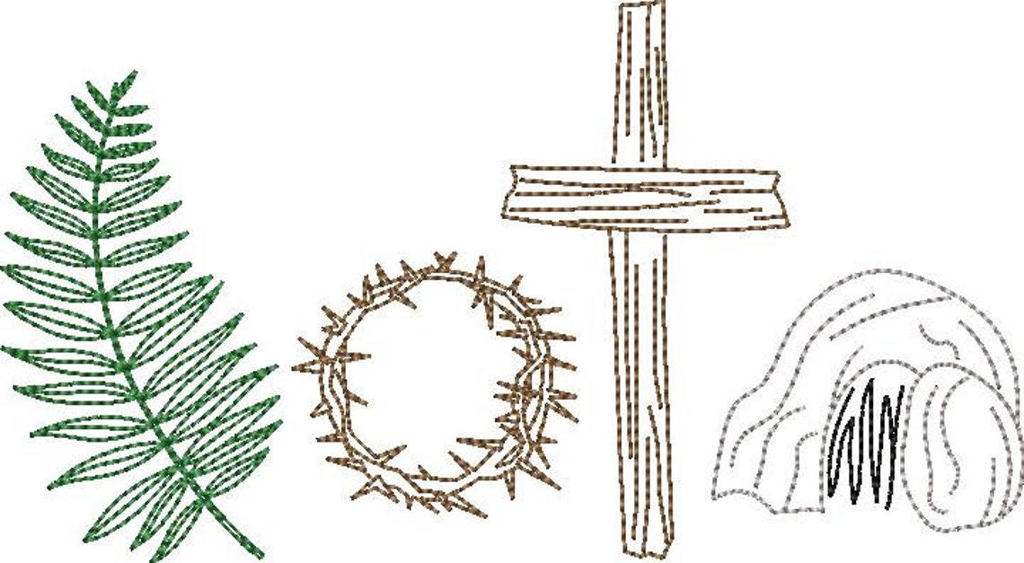 Biblical Elements Easter Good Friday Resurrection Sunday Vintage Stitch ...