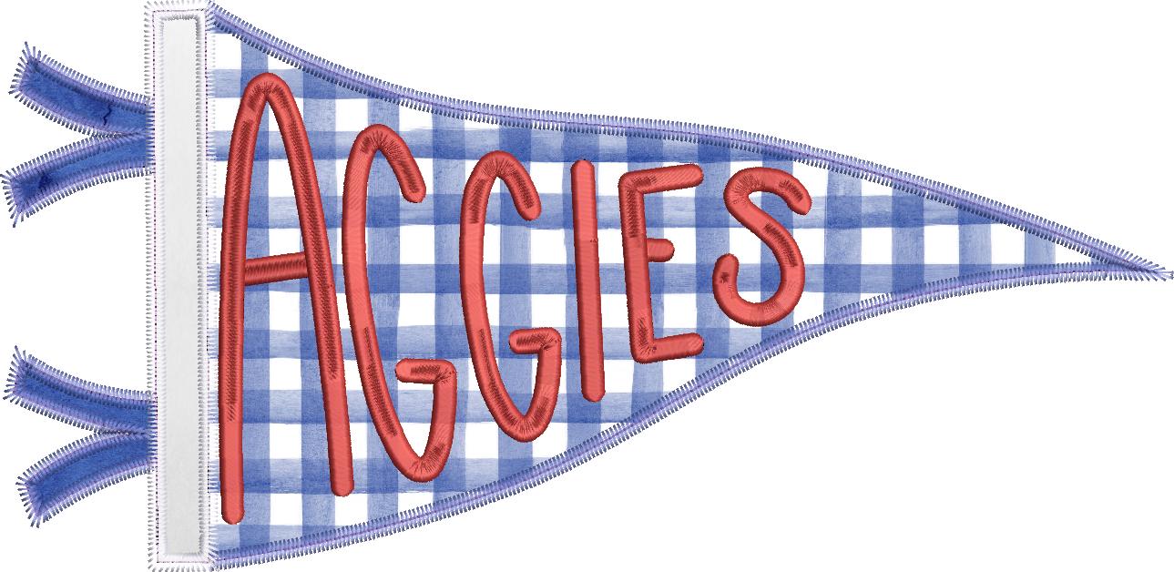 Aggies Handlettered Pennant Flag Applique Machine Embroidery Design TWO ...