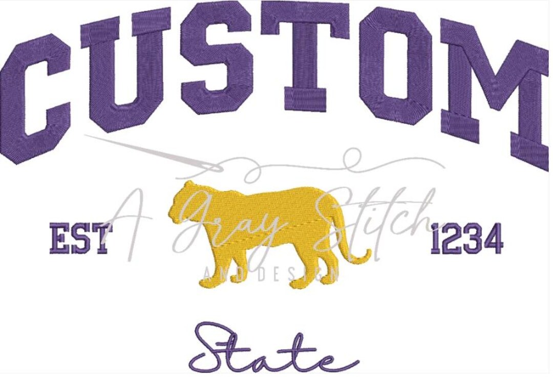 Custom Collegiate Style Machine Embroidery Design - Etsy