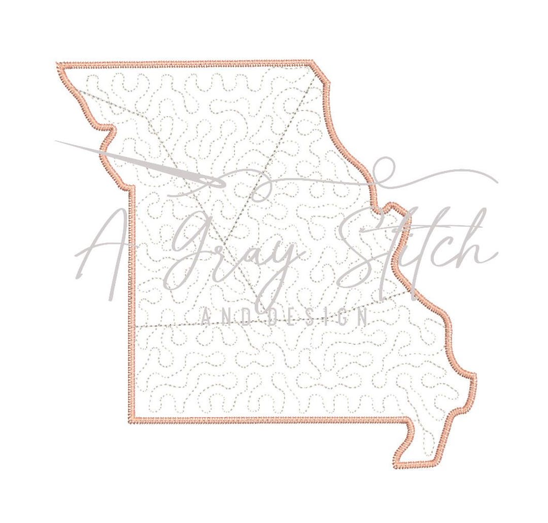 Quilted Patchwork State of Missouri Machine Embroidery Applique Design ...