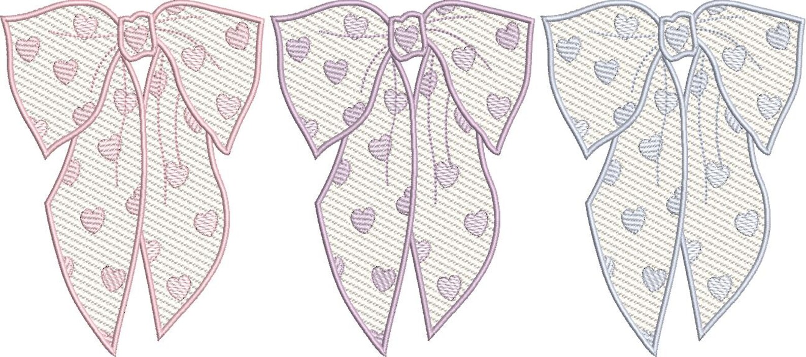 Droopy Sketch Bow Trio Valentine's Day Machine Embroidery Quick Stitch ...