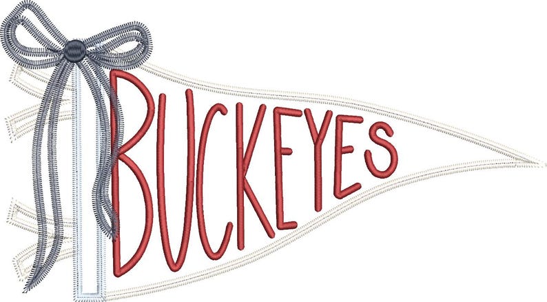 Buckeyes Handlettered Pennant Flag Applique Machine Embroidery Design ...