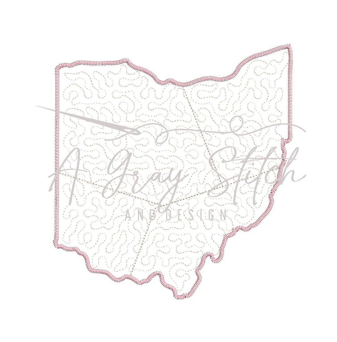 Quilted Patchwork State of Ohio Machine Embroidery Applique Design - Etsy