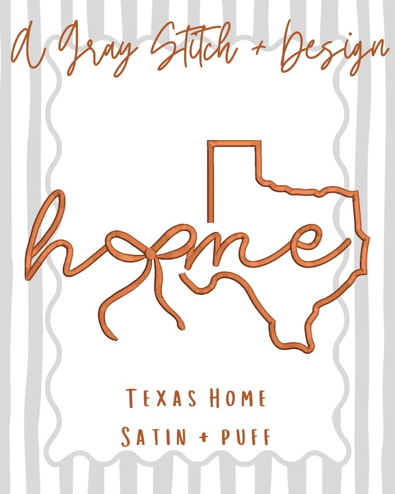 Texas Home 3D Puff and Satin Machine Embroidery Quick Stitch - Etsy