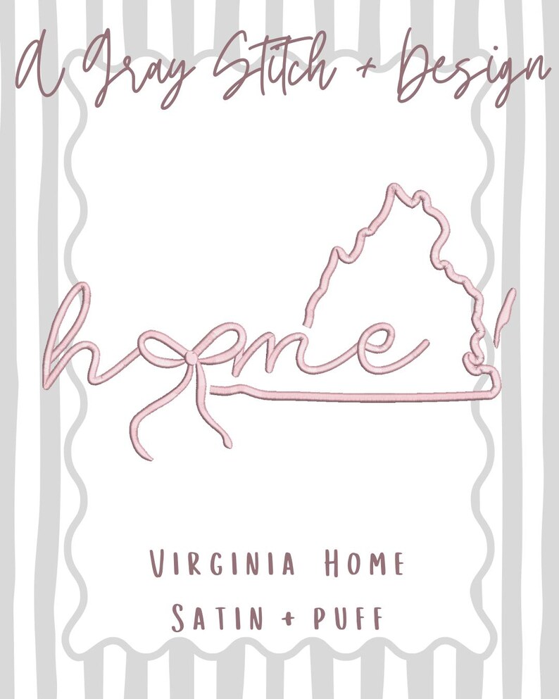 Virginia Home 3D Puff and Satin Machine Embroidery Quick Stitch - Etsy