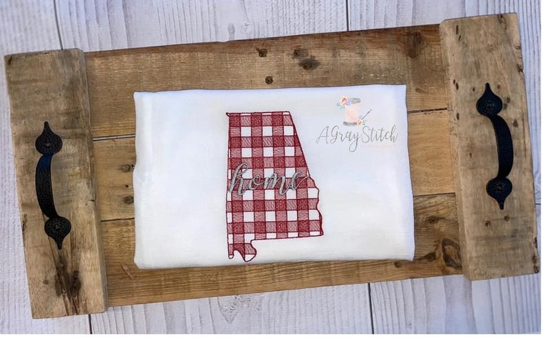 Gingham Alabama State Machine Embroidery Design Sketch Fill - Etsy