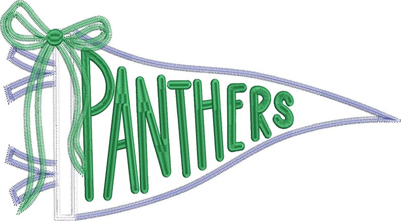 Panthers Handlettered Pennant Flag Applique Machine Embroidery Design ...
