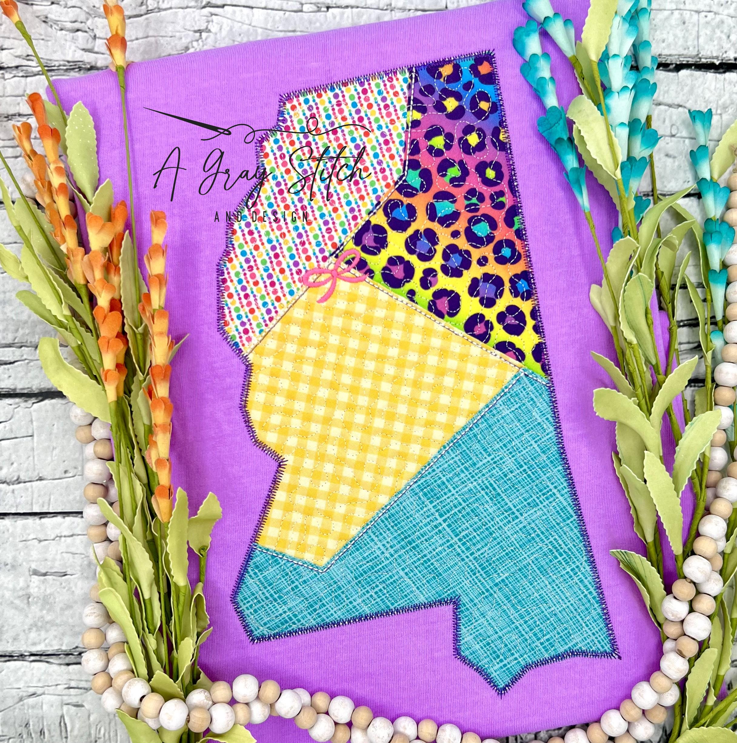Quilted Patchwork State of Mississippi Machine Embroidery Applique ...