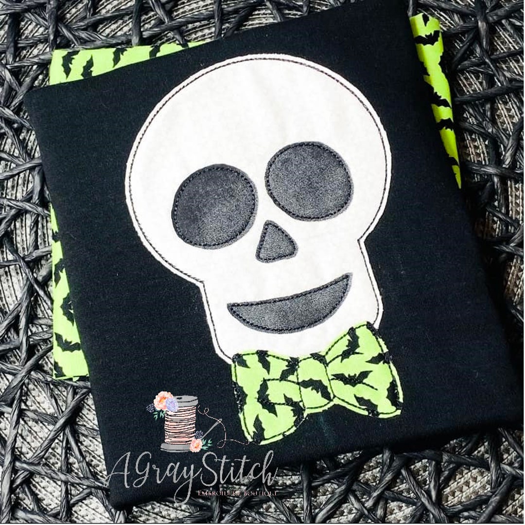 Skeleton Boy With Bowtie Applique Machine Embroidery Design - Etsy