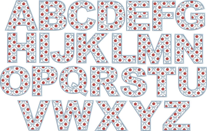 Back to School Grandmillenial Font Apple Bow Font Satin Embroidery Font ...