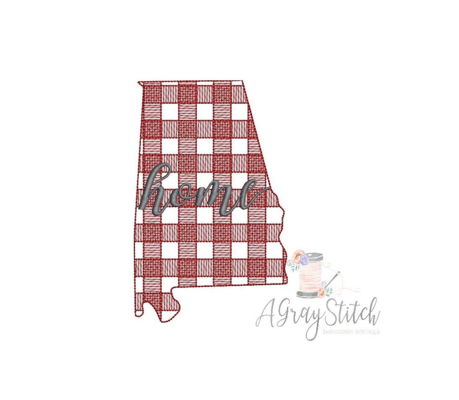 Gingham Alabama State Machine Embroidery Design Sketch Fill - Etsy