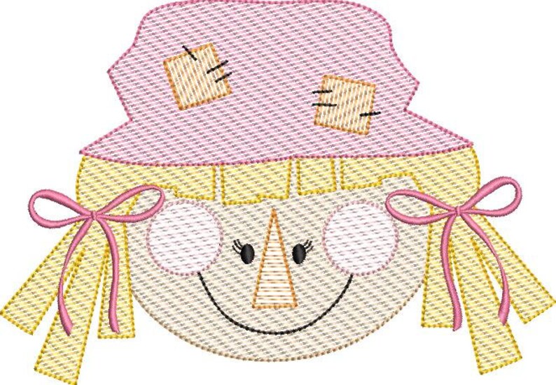 Sketch Fill Machine Embroidery Scarecrow Girl Quick Stitch - Etsy