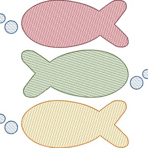 Fish Trio Sketch Fill Machine Embroidery Design - Etsy