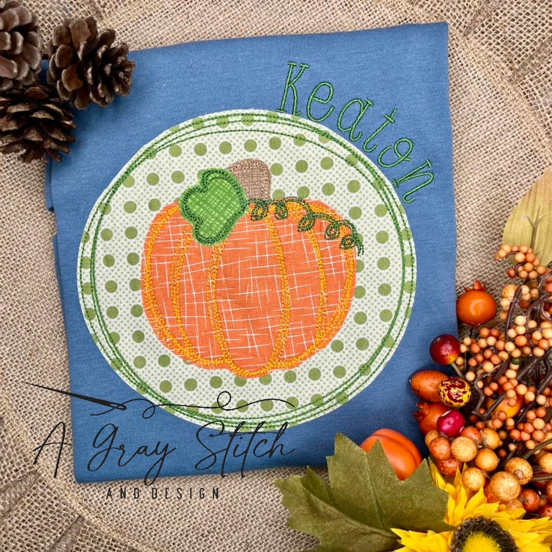 Bean Stitch Scratchy Frame Pumpkin Embroidery Applique Design - Etsy