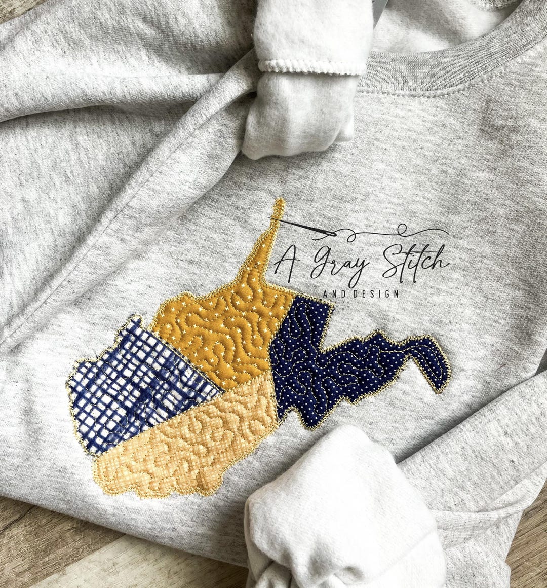 Quilted Patchwork State of West Virginia Machine Embroidery Applique ...