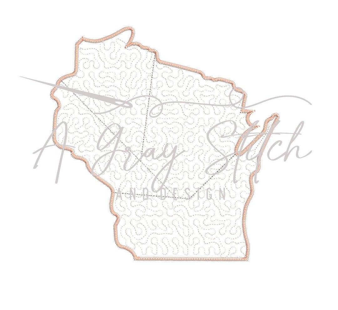 Quilted Patchwork State of Wisconsin Machine Embroidery Applique Design ...