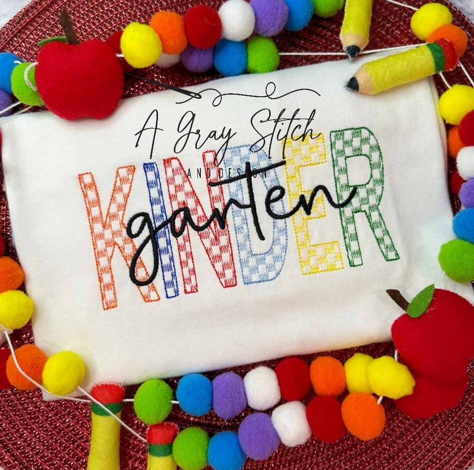 Check Sketch Kindergarten Machine Embroidery Design - Etsy