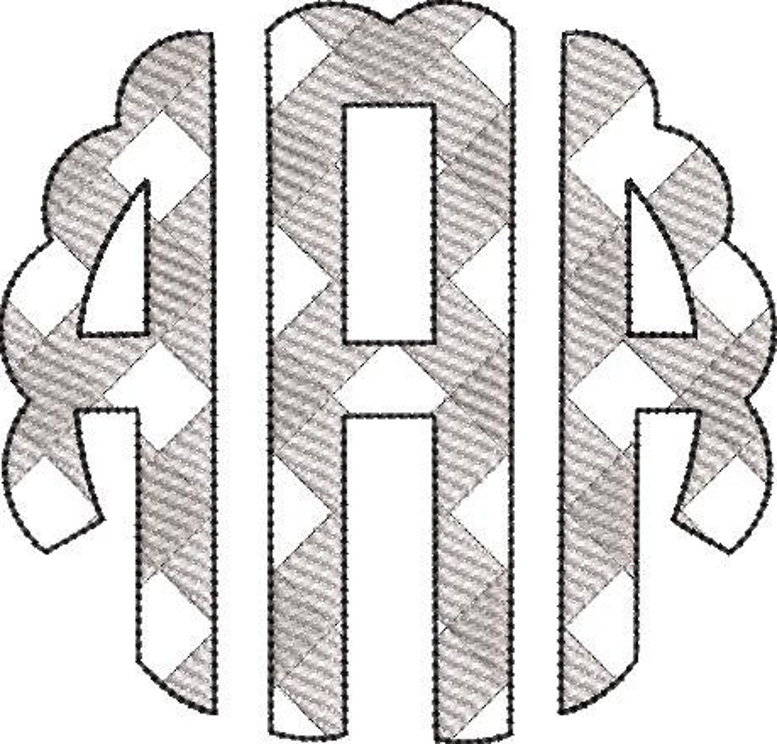 Gingham Scallop Monogram Sketch Fill Machine Embroidery Design BX ...