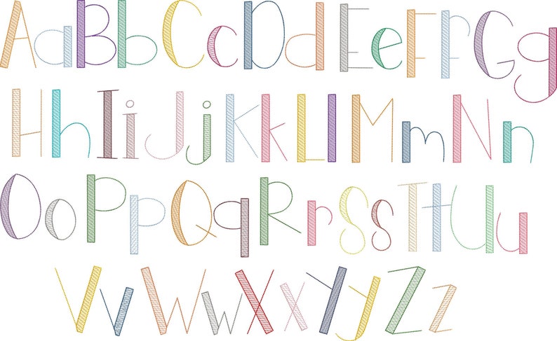 Hopscotch Sketch Machine Embroidery Quick Stitch Font Alphabet - Etsy