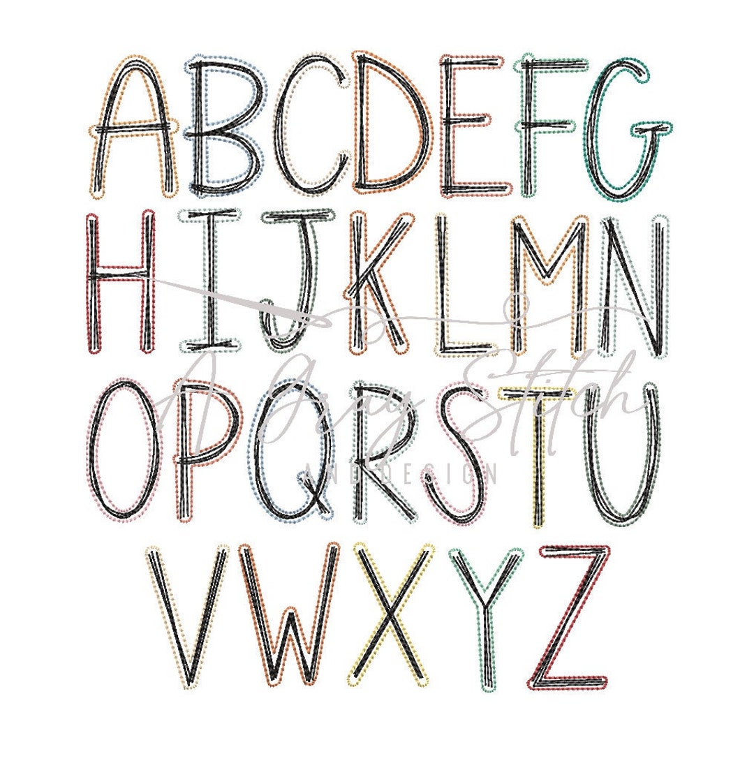 Shadow Scratch Outline Quick Stitch Machine Embroidery Font BX Included ...