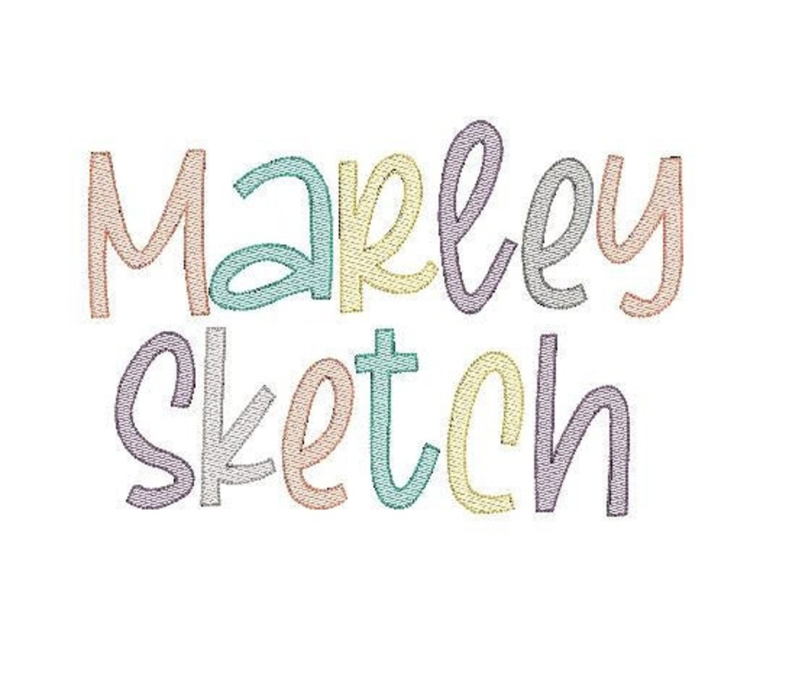 Marley Sketch Fill Font Embroidery Alphabet BX Included - Etsy