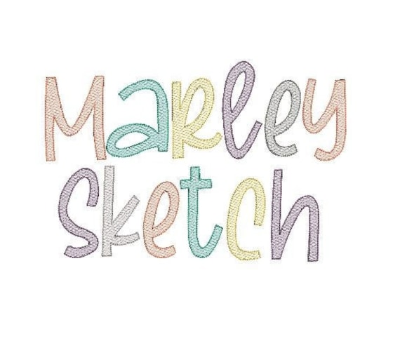 Marley Sketch Fill Font Embroidery Alphabet - Etsy