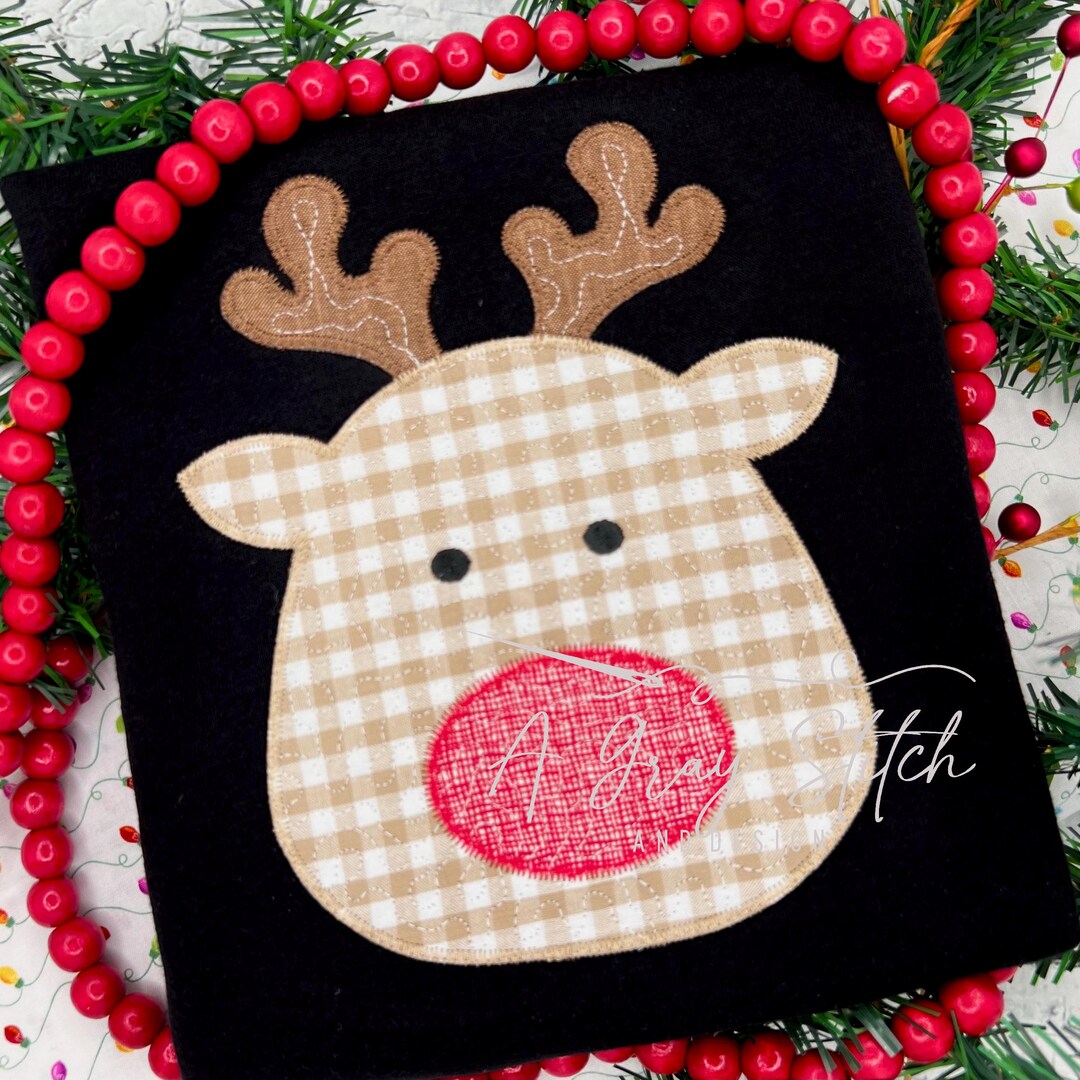 Quilted Reindeer Boy Applique Machine Embroidery Design - Etsy