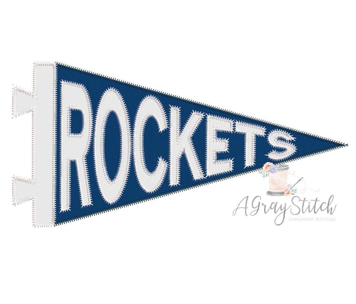 Rockets Spirit Pennant Flag Applique Machine Embroidery Design - Etsy