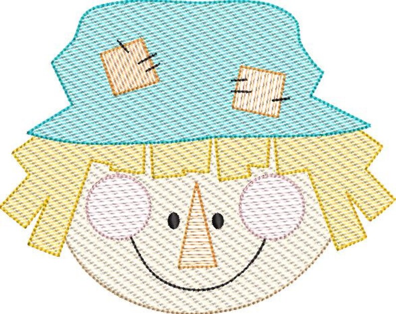 Sketch Fill Machine Embroidery Design Scarecrow Boy Fall - Etsy