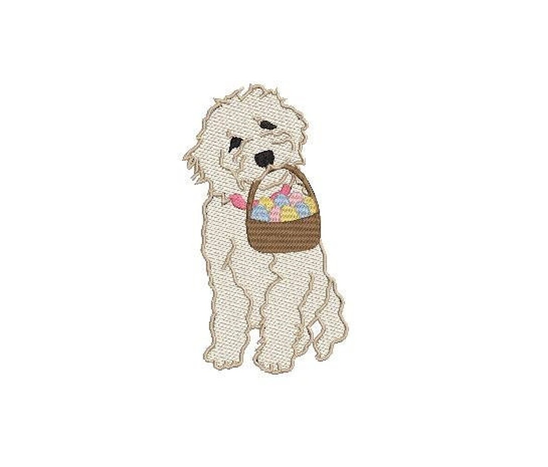Easter Doodle Dog Sketch Embroidery Design, Golden Doodle Embroidery ...