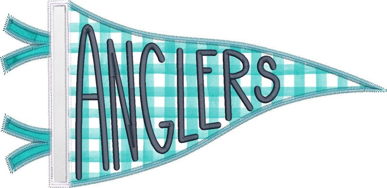 Anglers Handlettered Pennant Flag Applique Machine Embroidery Design ...