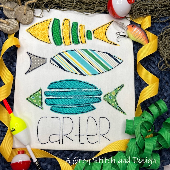 Fish Trio Applique Design Quick Stitch Fishing Applique - Etsy
