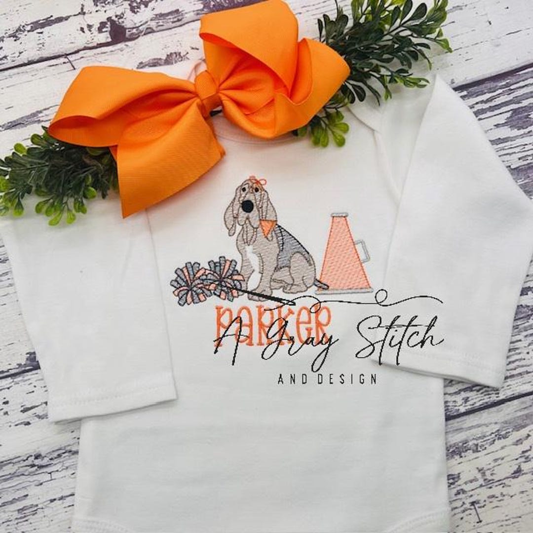 Sketch Game Day Hound Girl Machine Embroidery Design - Etsy