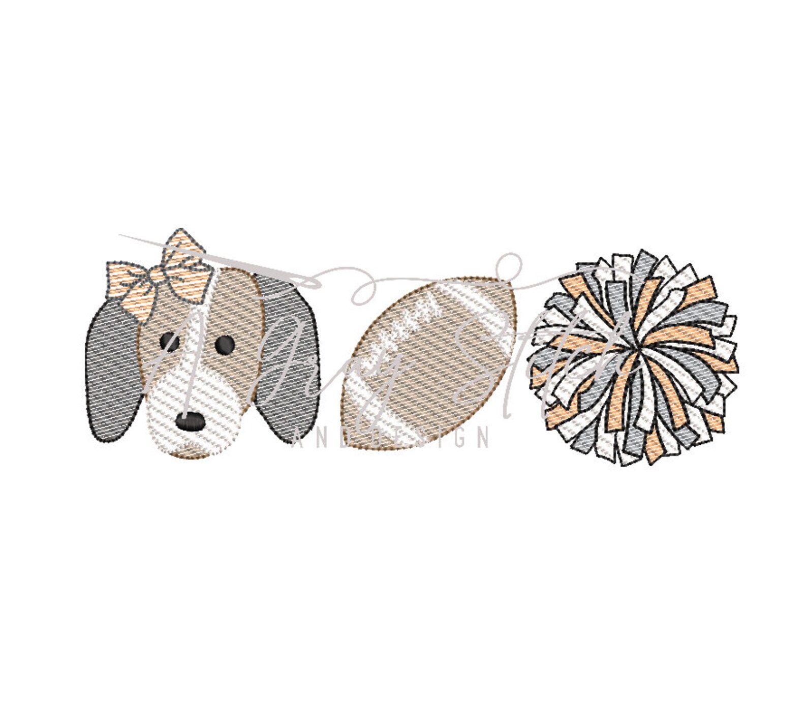 Sketch Fill Hound Dog Pom Football Trio Machine Embroidery Quick Stitch ...
